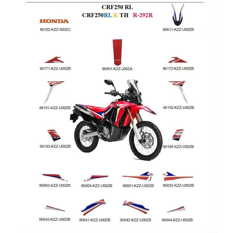 Kit Autocollants Honda CRF250L RALLY 2019