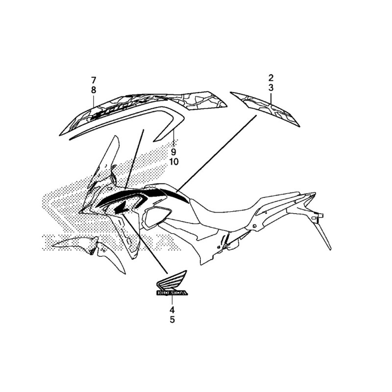 Pattern Fuel Tank Left Honda CB500X 86172-MKP-J80