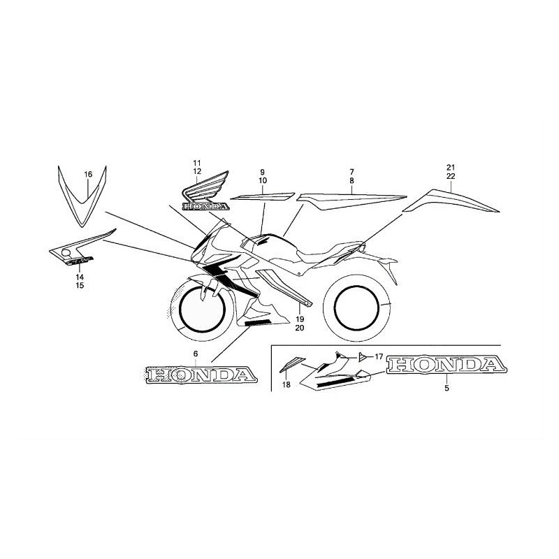 Stickers Set Honda CBR650R Red 2019