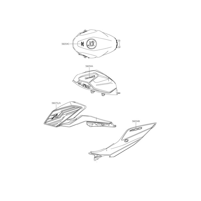 Autocollant Reservoir Logo Kawasaki Z400 56054-2558