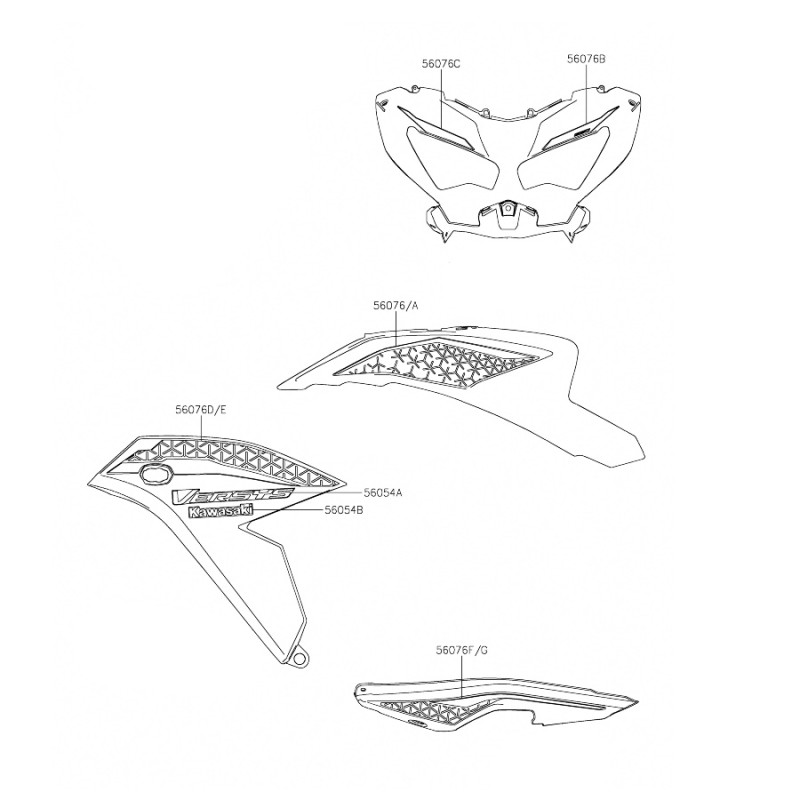 Pattern Cowling Tank Left Kawasaki Versys 650 56076-4049