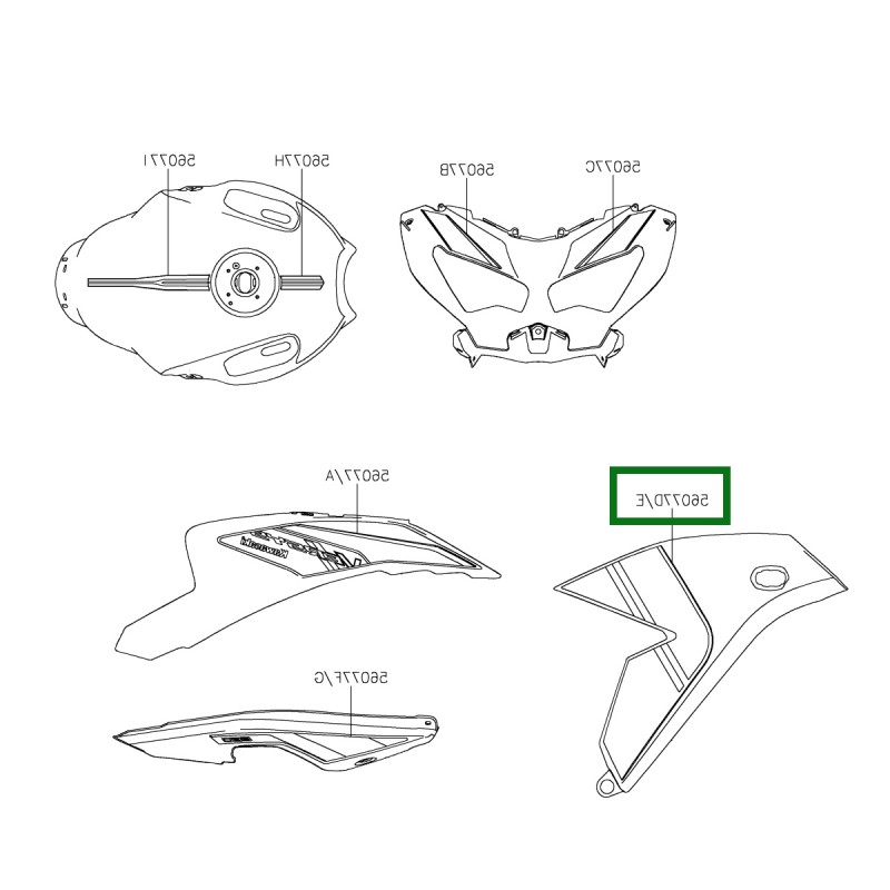Sticker Cowling Side Front Right Kawasaki Versys 650 GREEN 2024