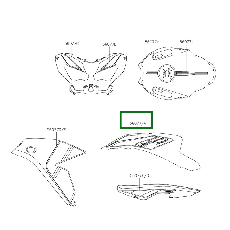 Pattern Cowling Tank Left Kawasaki Versys 650 56077-0781