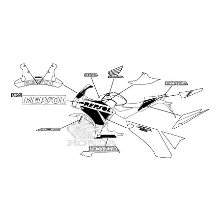 Kit Autocollant Sticker REPSOL Honda CBR300R 2014 2015 2016